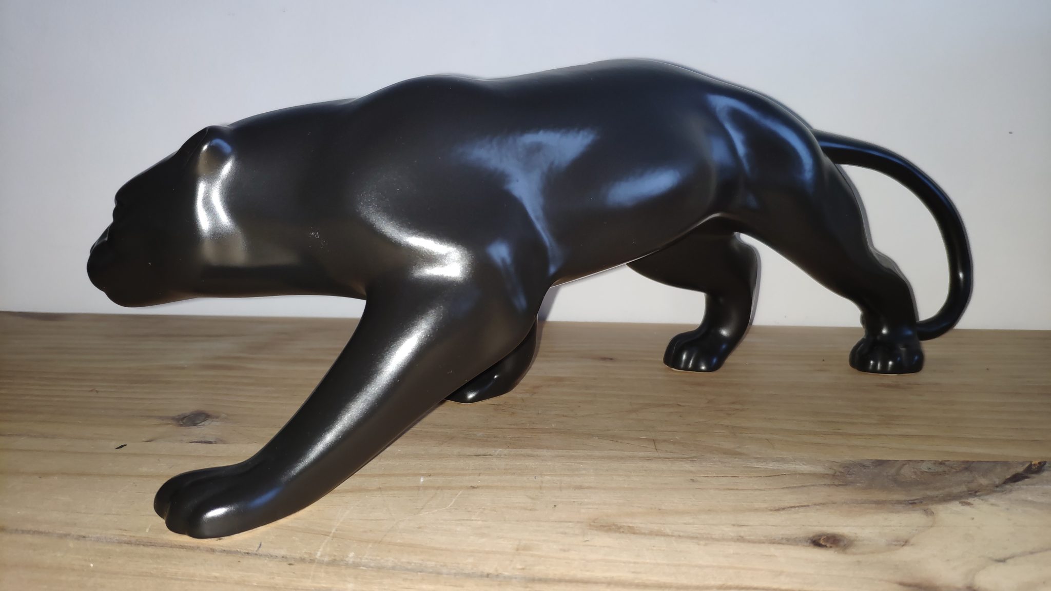 Panthère noire vintage en faïence - brokepoque - panther vintage.